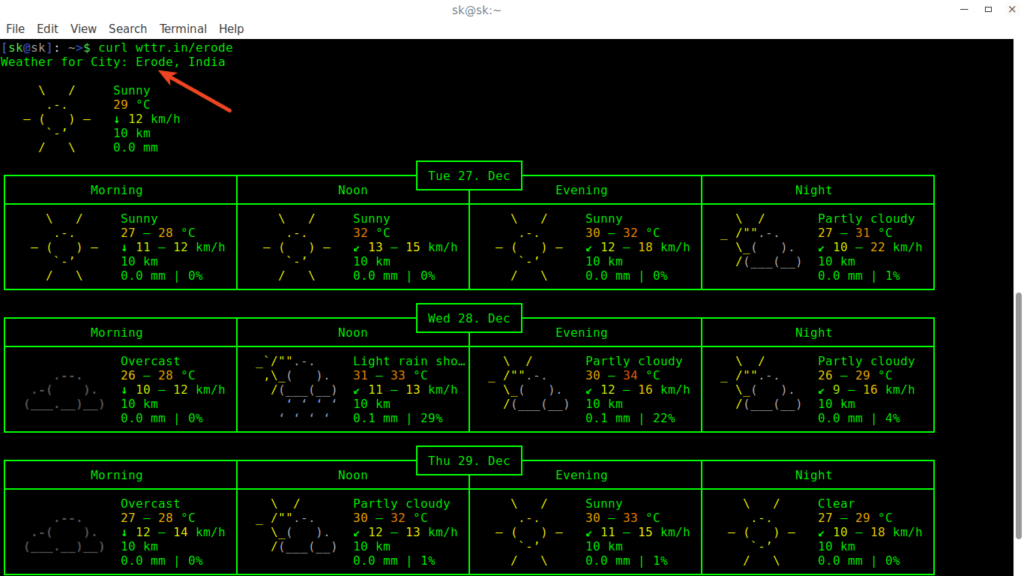 How To Check Weather Details From Command Line In Linux - OSTechNix