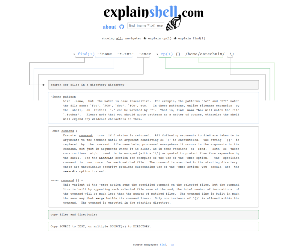 Find What Each Part Of A Linux Command Does Using ExplainShell - OSTechNix
