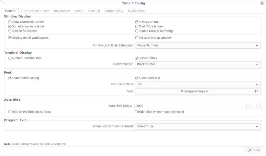 Tilda - A Highly Configurable GTK Based Drop Down Terminal