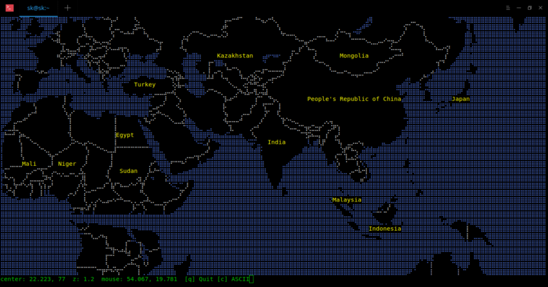 MapSCII - The World Map In Your Terminal - OSTechNix