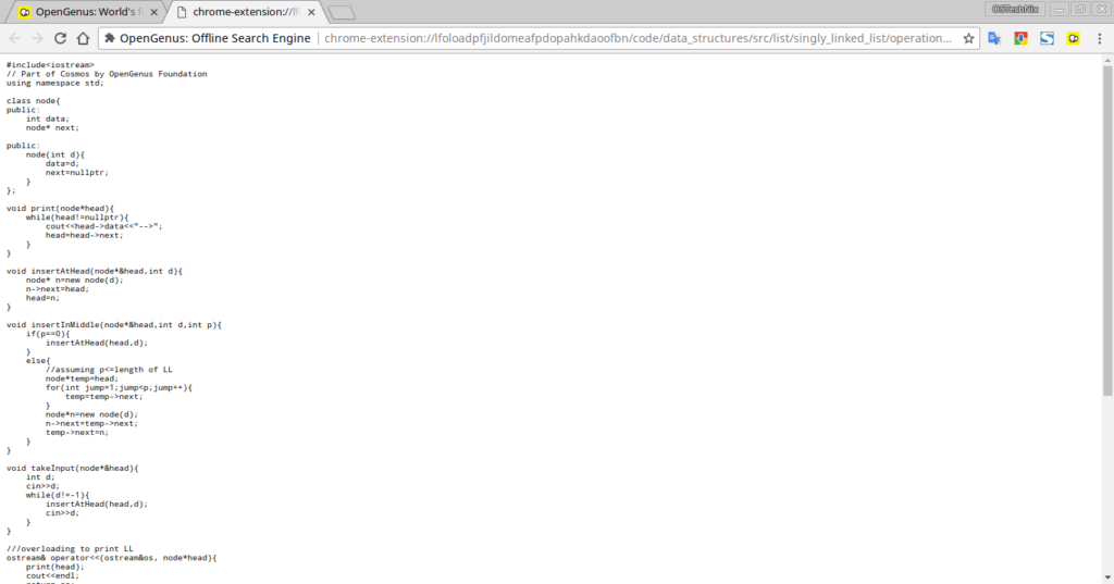 OpenGenus Quark is the World's first Offline Search Engine to search code