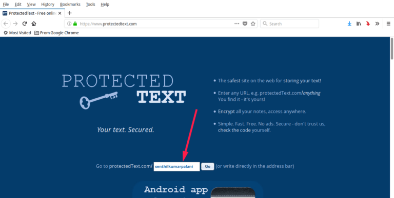 ProtectedText - A Free Encrypted Notepad To Save Your Notes Online