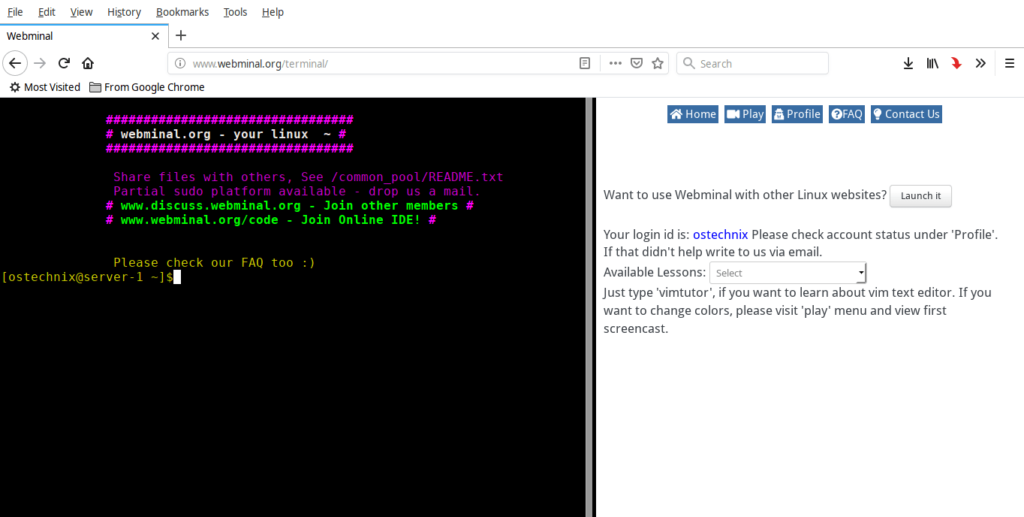 Learn And Practice Linux Commands Online Using Webminal - OSTechNix