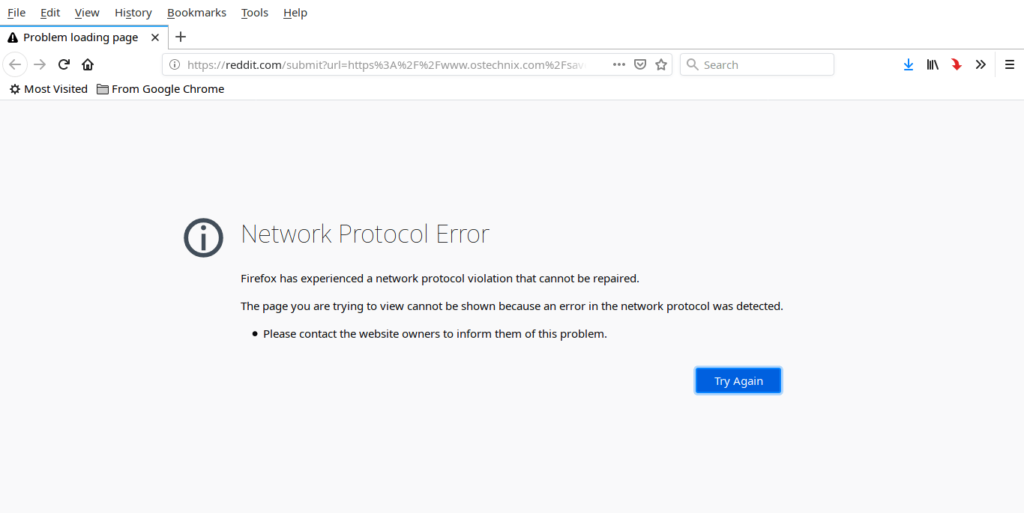 How To Fix Network Protocol Error On Mozilla Firefox Ostechnix