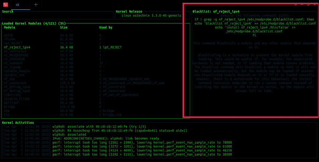 Manage And Monitor Linux Kernel Modules With Kmon - OSTechNix