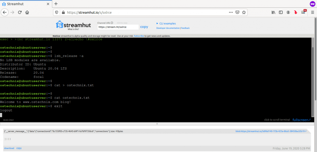 How To Share Your Terminal To Web Using Streamhut - OSTechNix