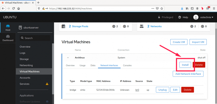 Manage Kvm Virtual Machines Using Cockpit Web Console Ostechnix