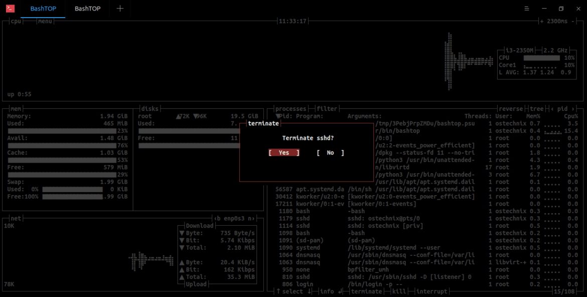 Monitor System Resources With Bashtop And Bpytop In Linux Ostechnix