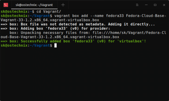 How To Add Downloaded Box File To Vagrant In Linux Ostechnix