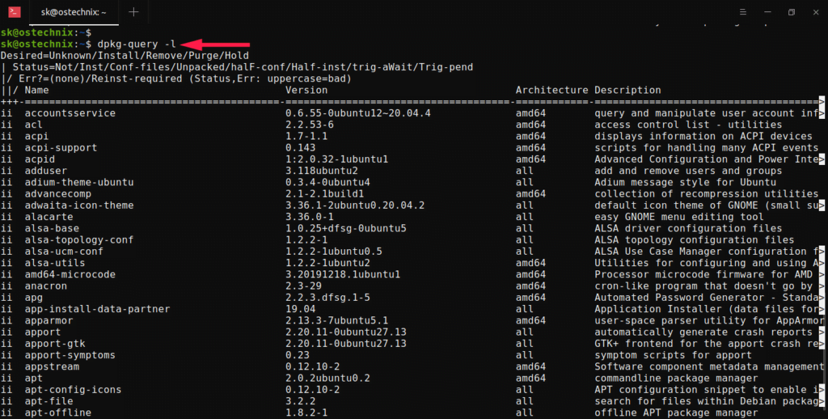 How To List Installed Packages In Linux Ostechnix