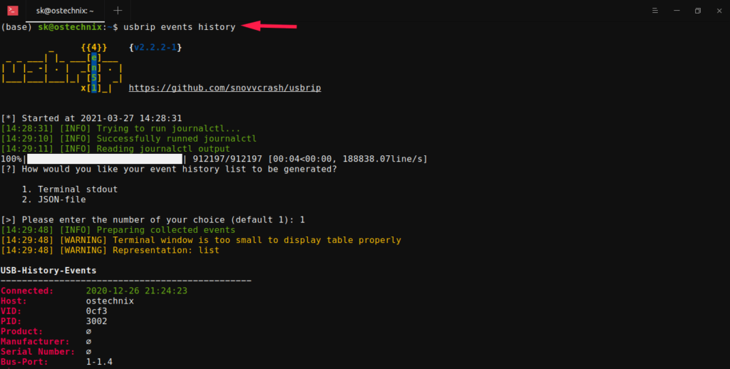 Show USB Devices Event History Using Usbrip In Linux - OSTechNix