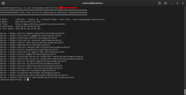 Retrieve Latest Mirror List Using Reflector In Arch Linux - OSTechNix
