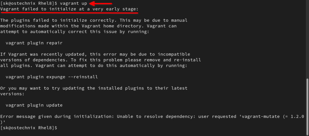 Fix "Vagrant failed to initialize at a very early stage" Error - OSTechNix