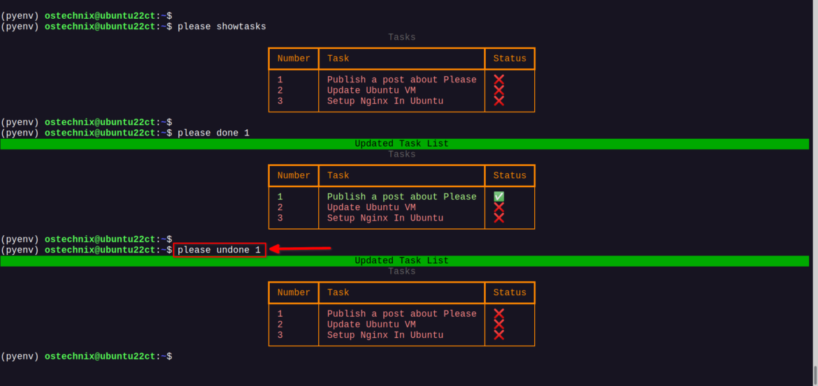 Please - A Simple Command Line Todo Manager - OSTechNix