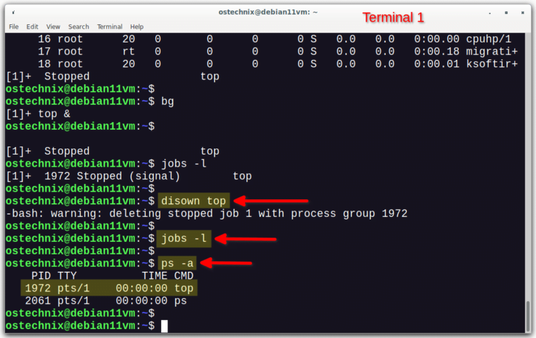 Move A Running Process From One Terminal To Another Without Closing It