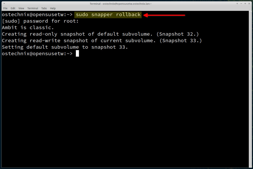 Create Btrfs Snapshots With Snapper In openSUSE - OSTechNix