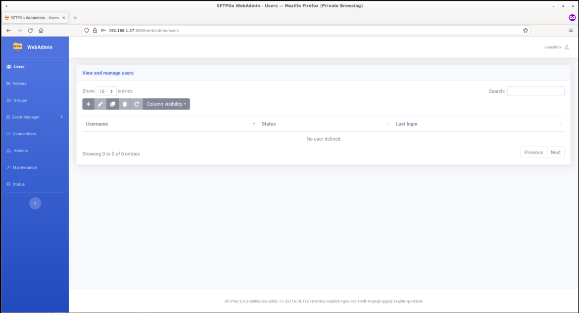Setup SFTP Server With SFTPGo In Linux - OSTechNix Setup SFTP Server With SFTPGo In Linux - OSTechNix