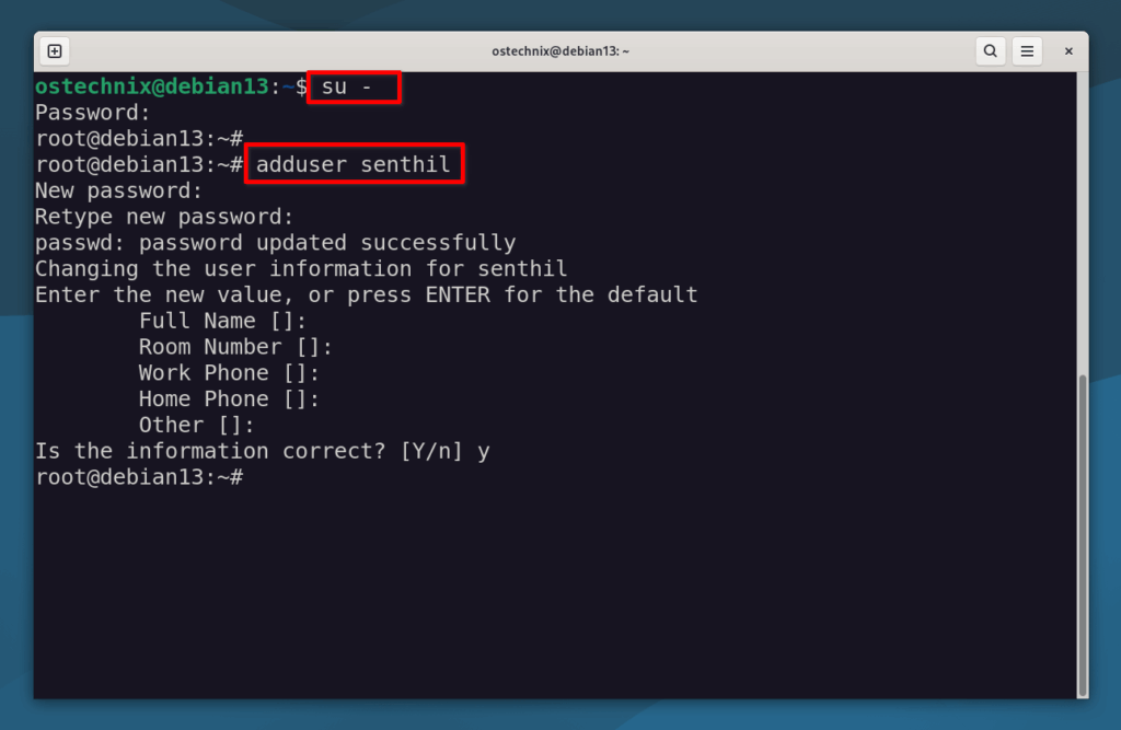 Add, Delete, Grant Sudo Privileges To Users In Debian 13, 12 - OSTechNix