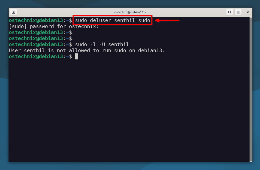 Add, Delete, Grant Sudo Privileges To Users In Debian 13, 12 - OSTechNix