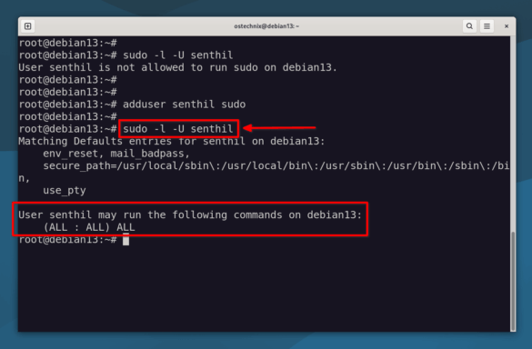 Add, Delete, Grant Sudo Privileges To Users In Debian 13, 12 - OSTechNix