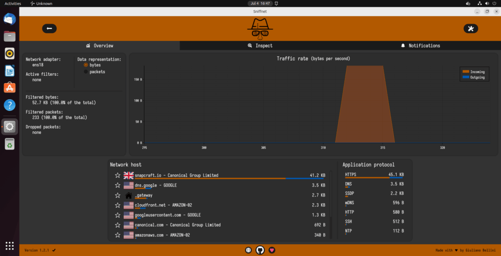 Monitor Internet Traffic With Sniffnet Network Monitoring Tool - OSTechNix