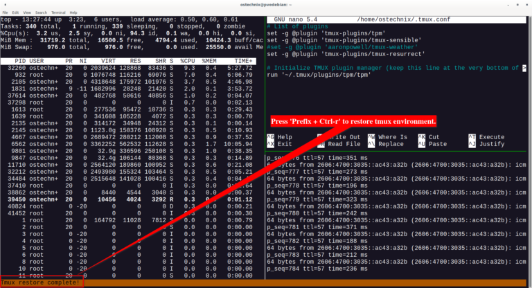 Save And Restore Tmux Environments Across Reboots In Linux - OSTechNix
