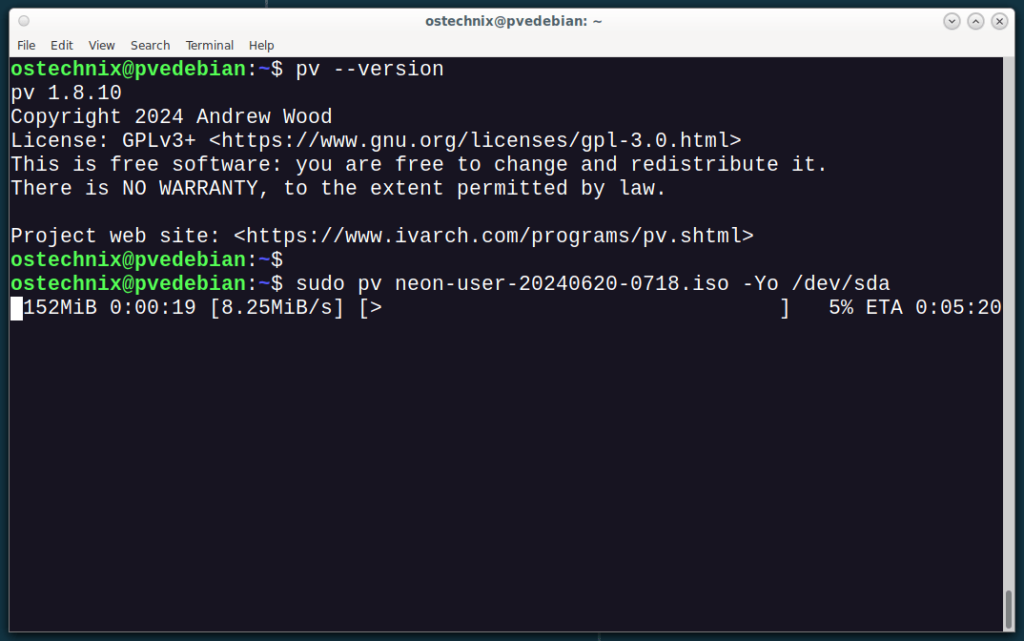 How To Write ISOs To USB Directly Using Pv Command In Linux - OSTechNix