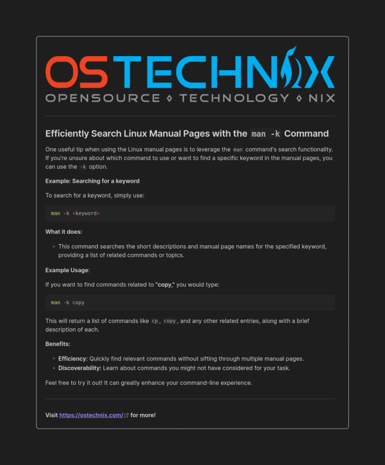 How To Efficiently Search Linux Manual Pages - OSTechNix