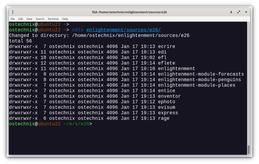 Change Directory And List Files In One Command In Fish Shell - OSTechNix