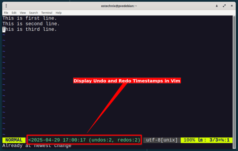 Display Undo And Redo Timestamps In Vim Using vim-airline - OSTechNix