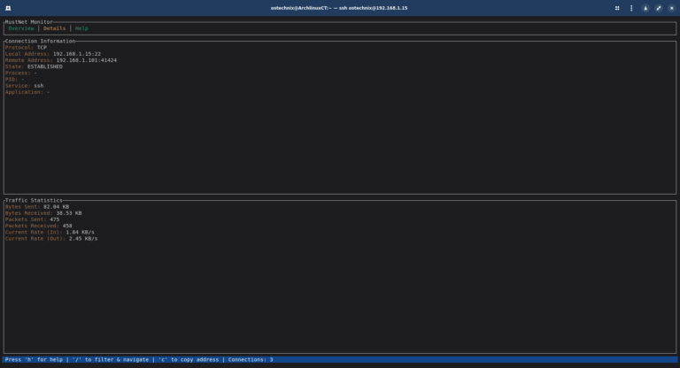 RustNet: A Real-time Network Monitoring TUI Built With Rust - OSTechNix