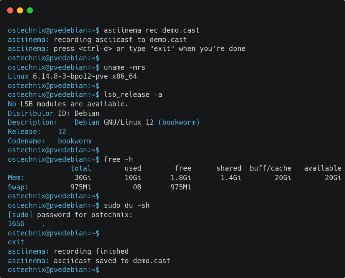 create animated GIFs terminal Linux Asciinema - OSTechNix