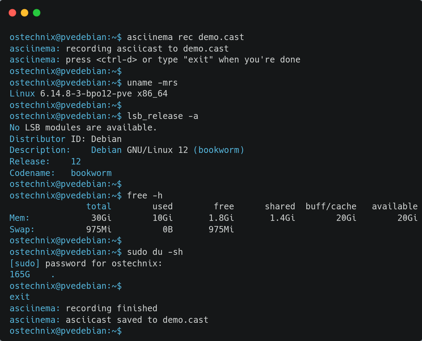 create animated GIFs terminal Linux Asciinema - OSTechNix