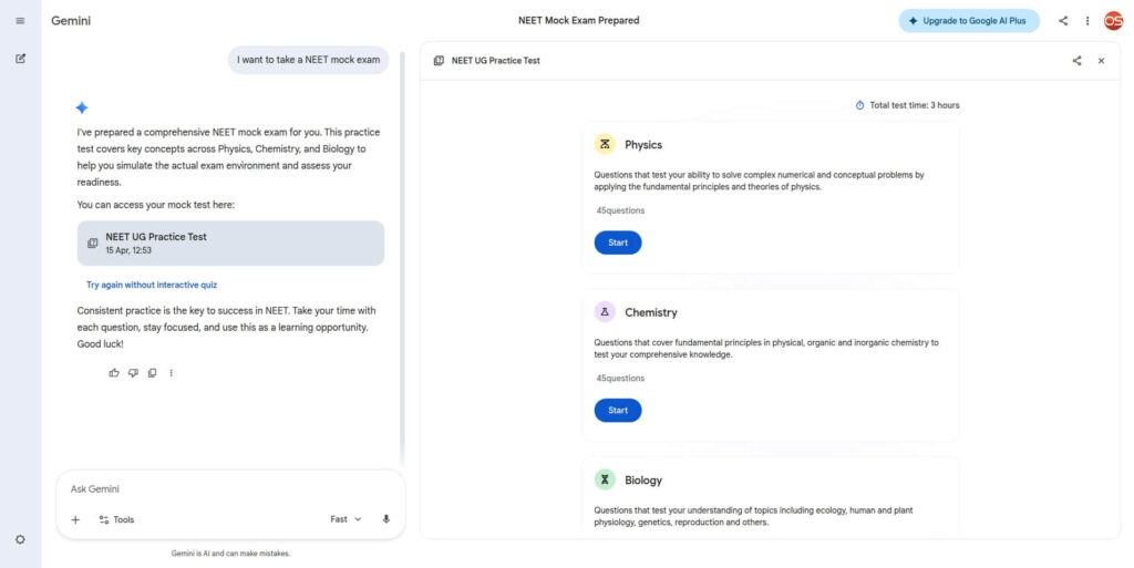 Access NEET UG Practice Tests in the Gemini App for FREE! - OSTechNix